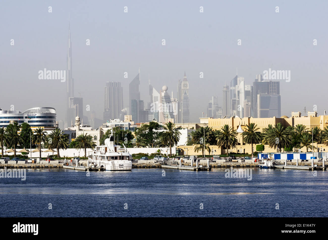 UAE, Dubai, Port Saeed with Downtown skyline in background Stock Photo ...