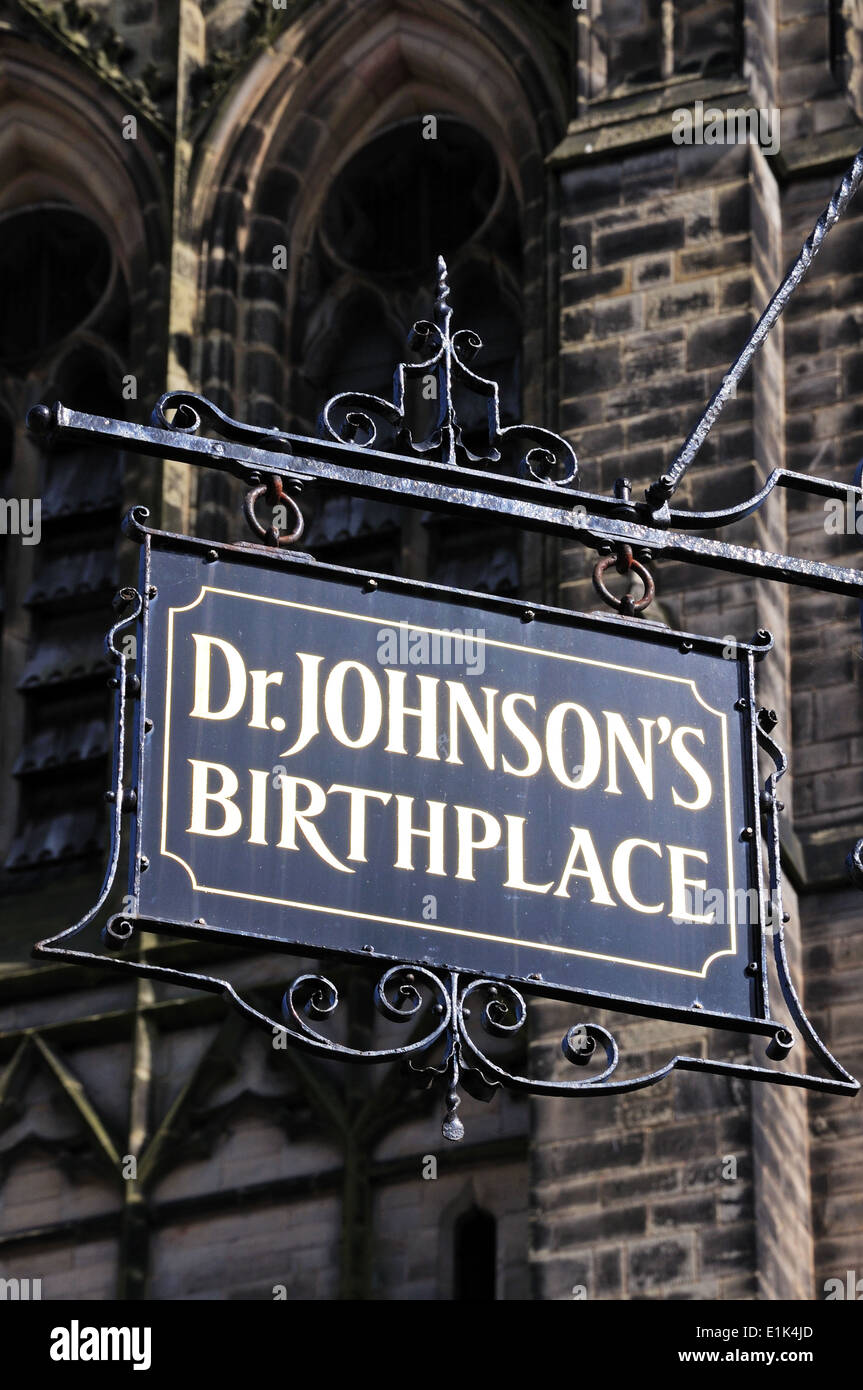 Dr. Johnson’s Birthplace sign, Lichfield, Staffordshire, England ...