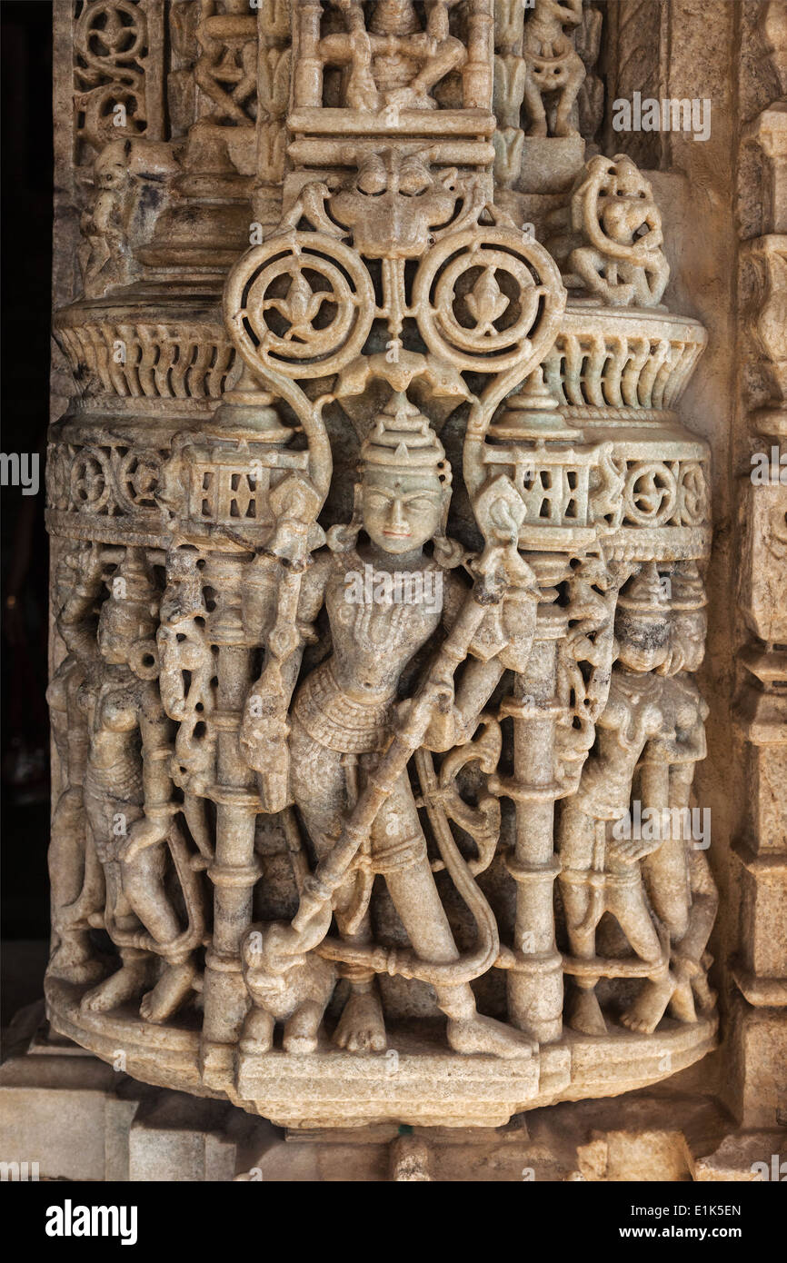 Stone carving in Ranakpur temple, Rajasthan Stock Photo - Alamy