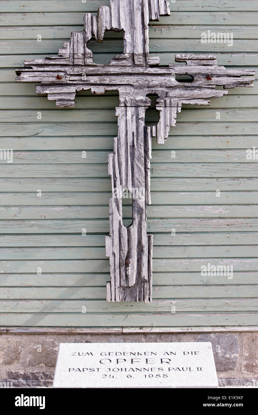 Mauthausen concentration camp. Cross given by John Paul II Stock Photo ...