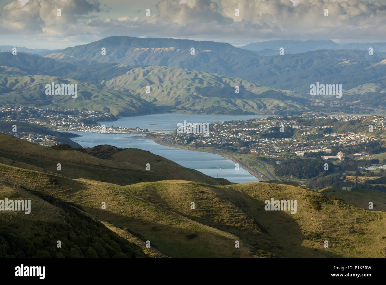 Porirua harbour and city, Porirua, Wellington, North Island, New ...