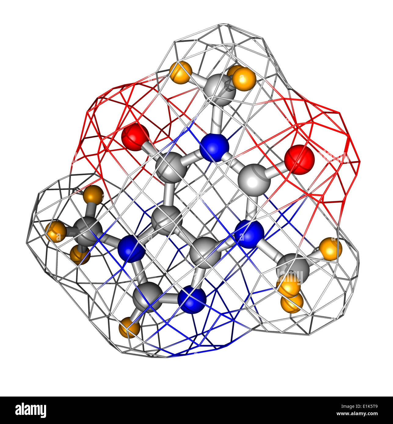 Caffeine molecular model Atoms are represented as spheres within the ...