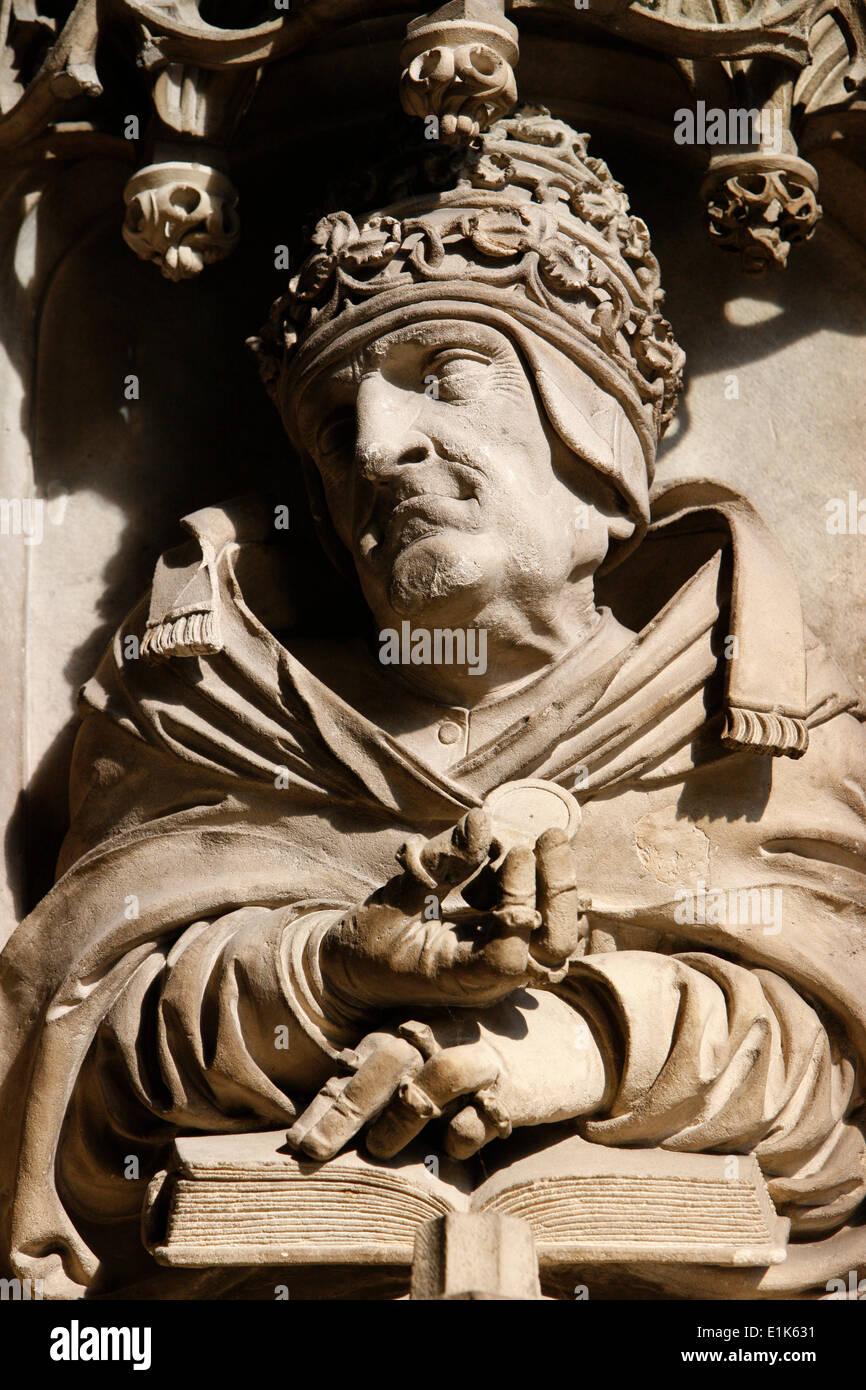 St. Stephen's Cathedral. The stone pulpit, a masterwork of late gothic ...
