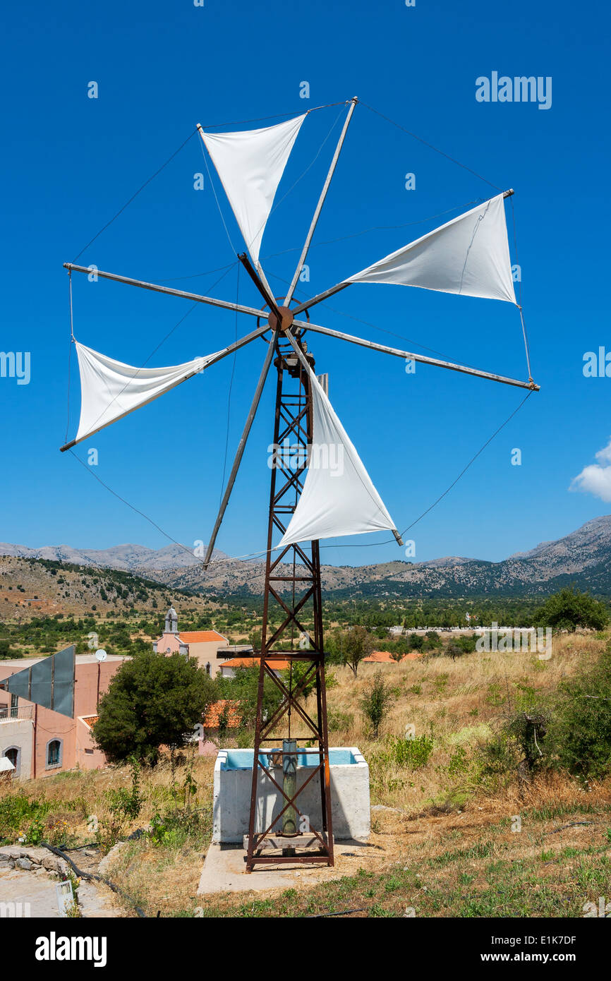 Windpump. Crete, Greece Stock Photo - Alamy