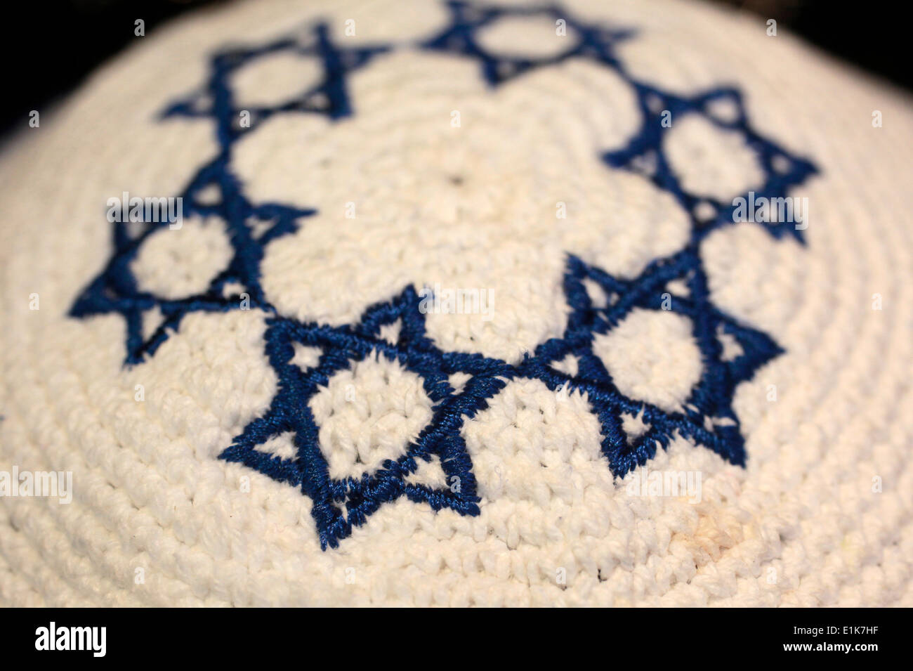 Jewish kippah with stars of David Stock Photo - Alamy