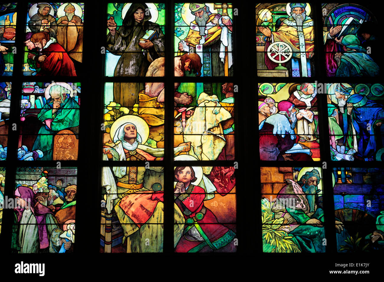 St. Vitus's Cathedral. Stained Glass of St. Cyril and Methodius by ...
