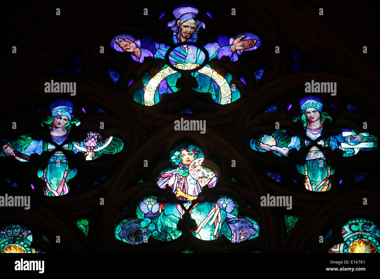 St. Vitus Cathedral. Stained Glass of St. Cyril and Methodius by Alfons ...