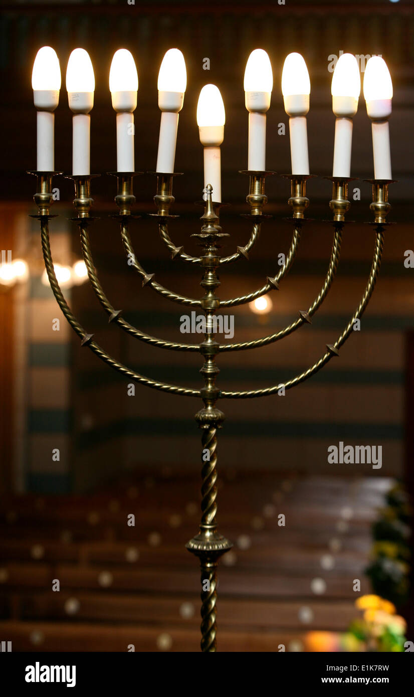 Hanoukiah in the Geneva Great synagogue Stock Photo - Alamy