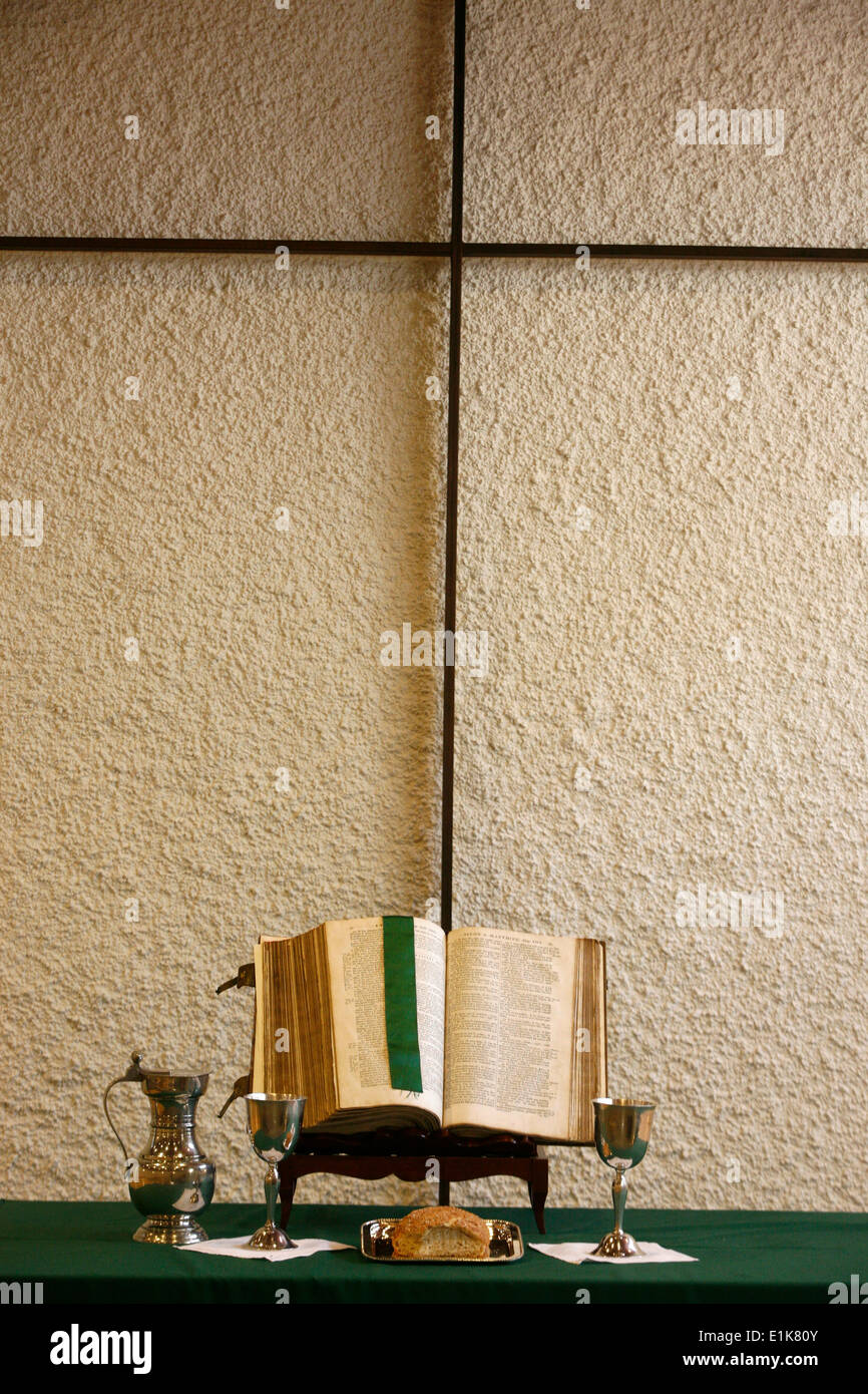 Protestant temple altar Stock Photo - Alamy