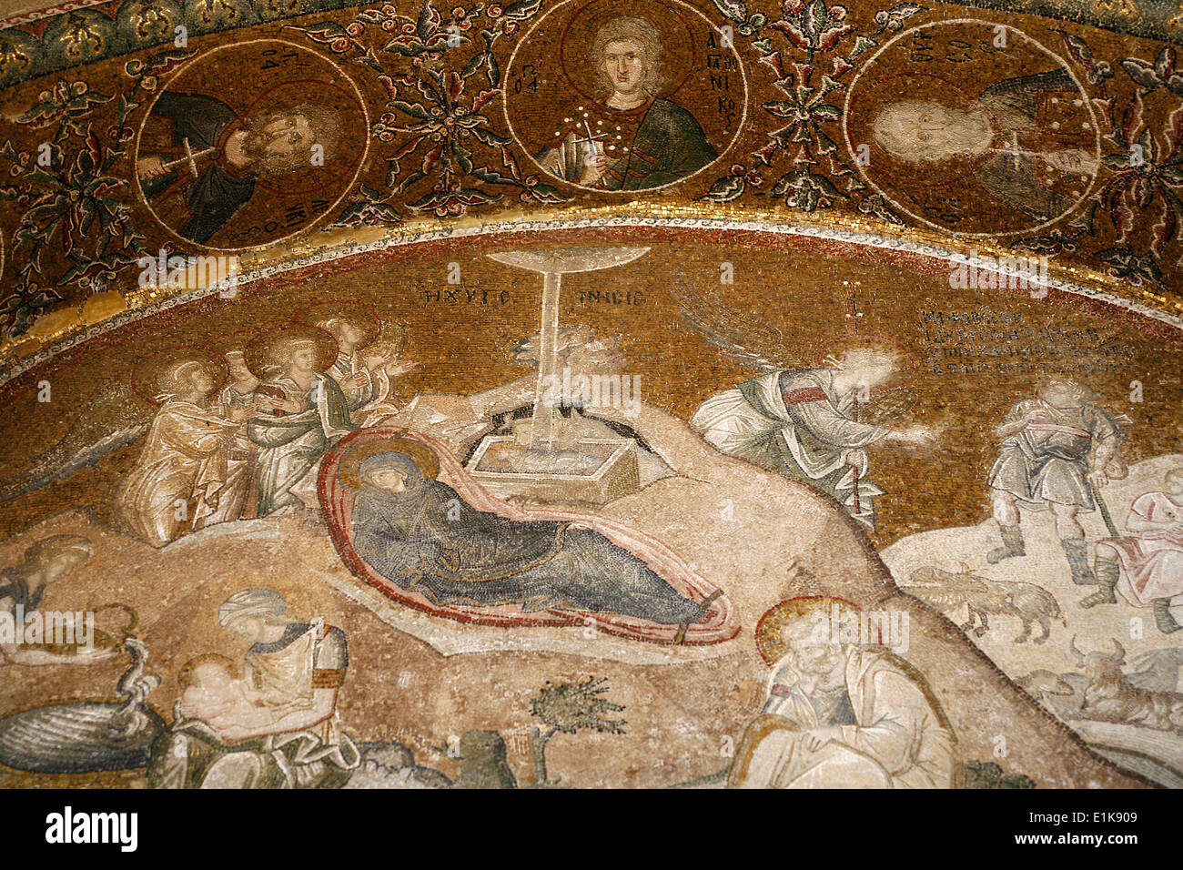 Mosaic depicting Mary giving birth to Jesus Christ in Kariye Camii ...