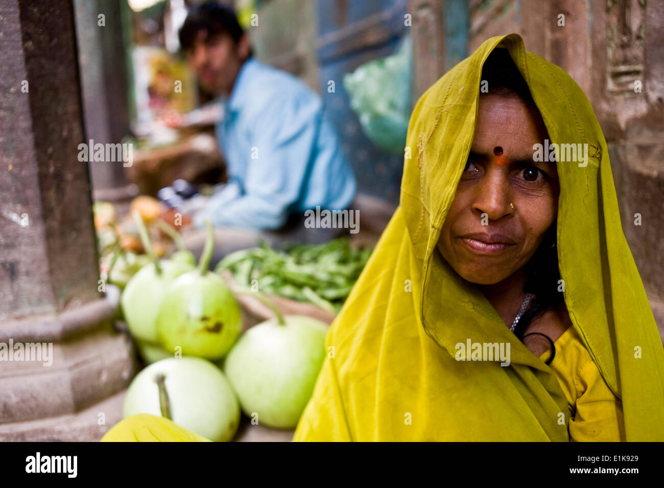 Woman at a vegetable market in Varanasi Stock Photo - Alamy