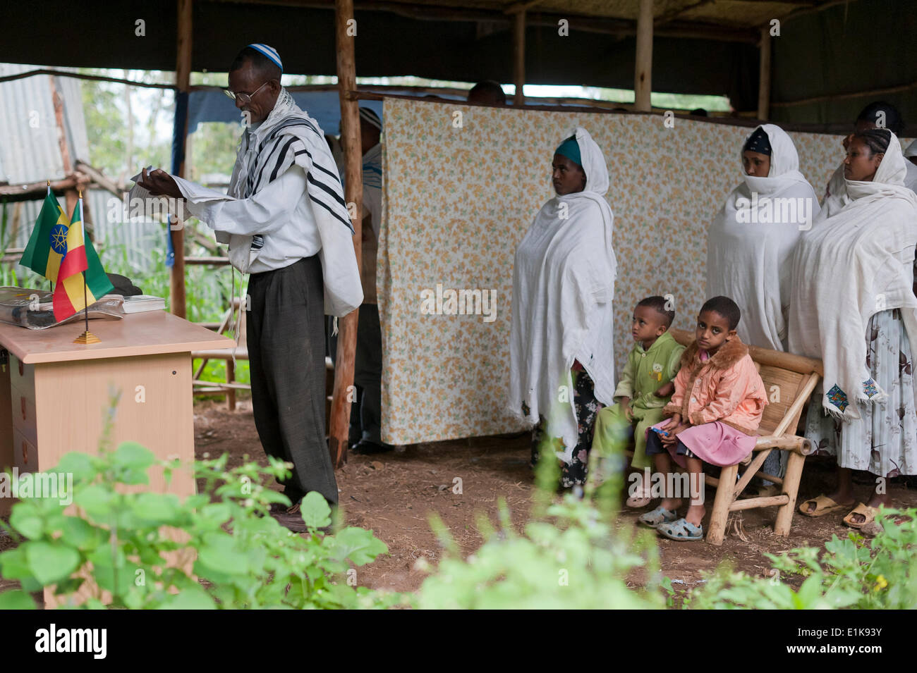 Daily prayer in a small synagogue managed by an association supporting ...