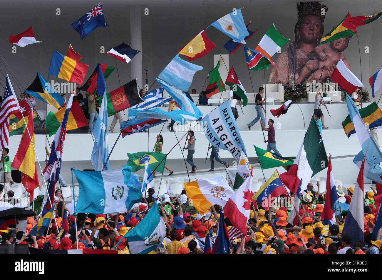Flag display at World Youth Day Stock Photo - Alamy