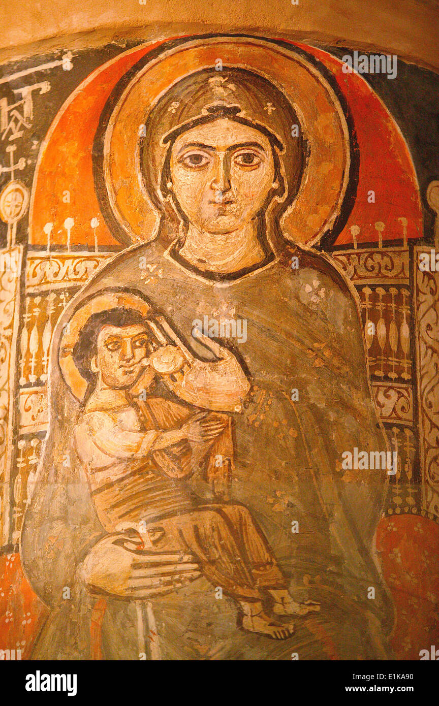 Holy Virgin and Saint John KamŽ coptic monastery fresco : Mary ...