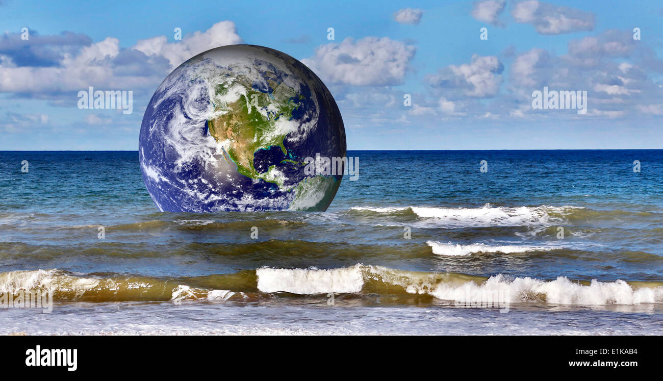 Computer artwork of planet Earth in the sea Stock Photo - Alamy