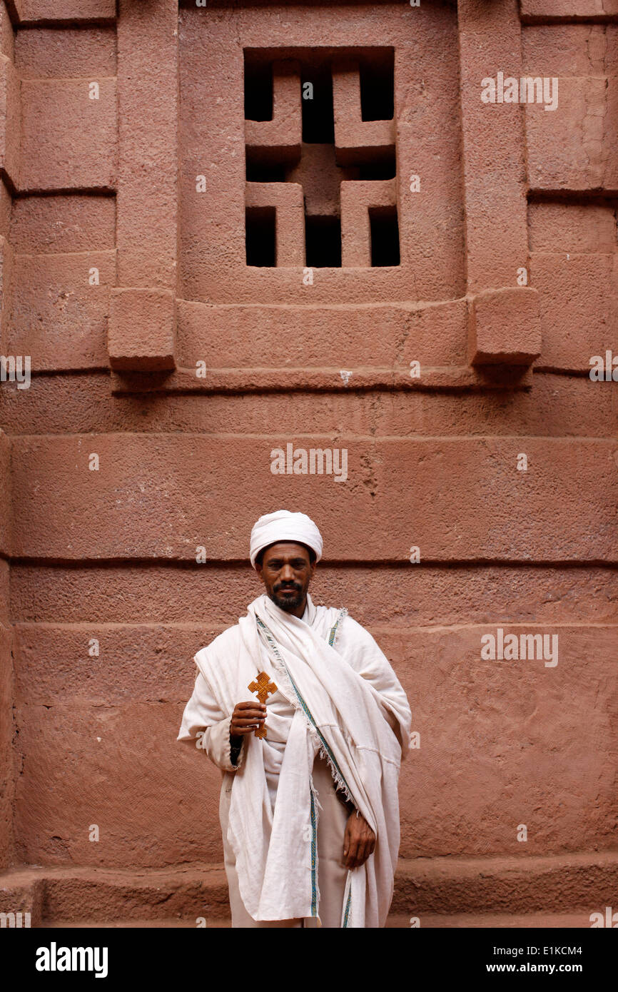Priest outside a Lalibela church Stock Photo - Alamy