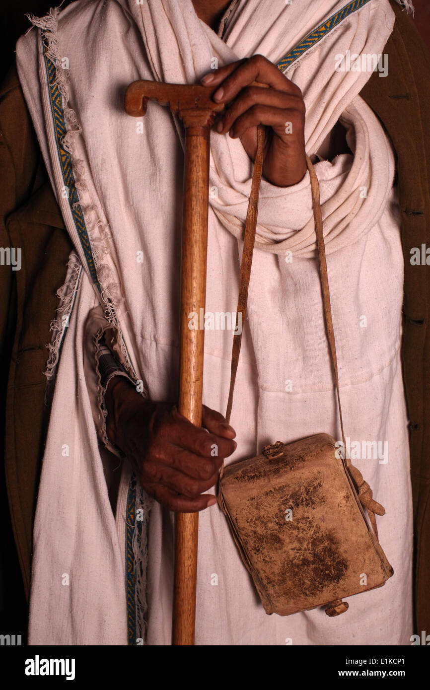 Priest Kes Msgea in Bet Maskal (House of the Cross) church in Lalibela ...