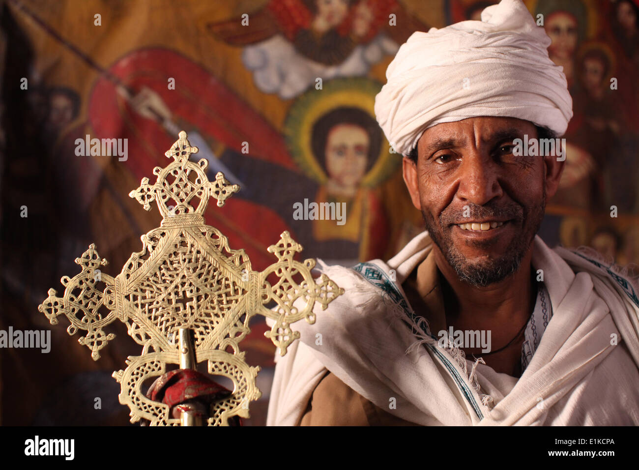 Priest Kies Demle in Beit Merkorios church, Lalibela Stock Photo - Alamy