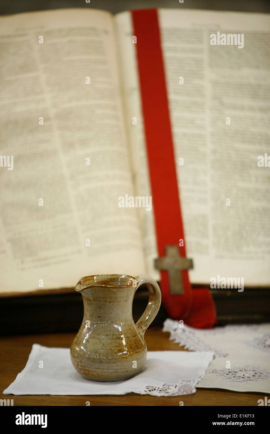 Baptism water and protestant Bible Stock Photo - Alamy