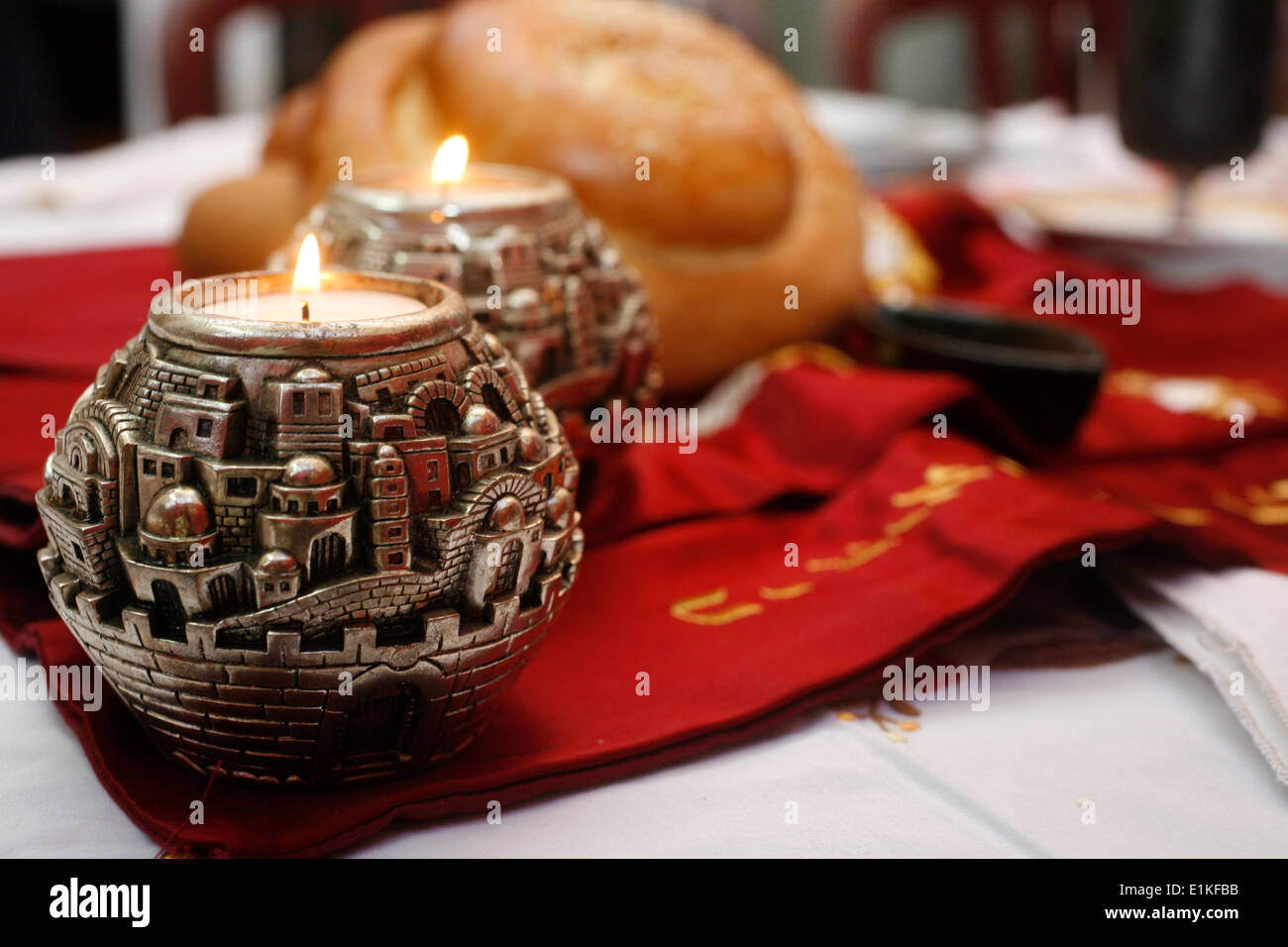 Table for shabbat in a jewish family Stock Photo - Alamy