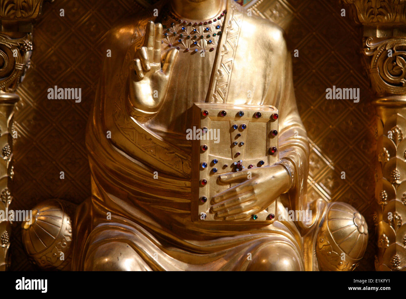 Statue of Jesus-Christ Salvator mundi (world saviour) in Saint-Martin d ...