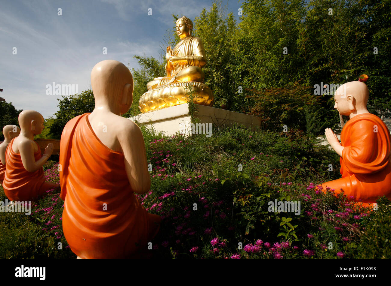 Buddha with his disciples in Benares Stock Photo - Alamy