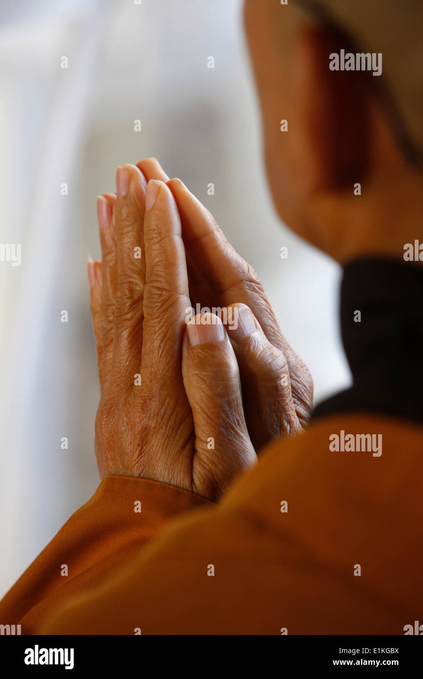 Praying Buddhist monk Stock Photo - Alamy