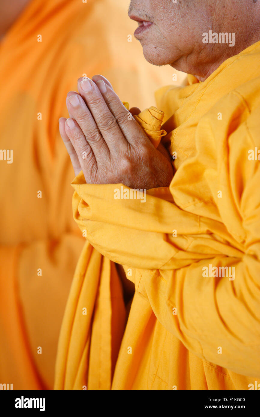 Praying Buddhist monk Stock Photo - Alamy