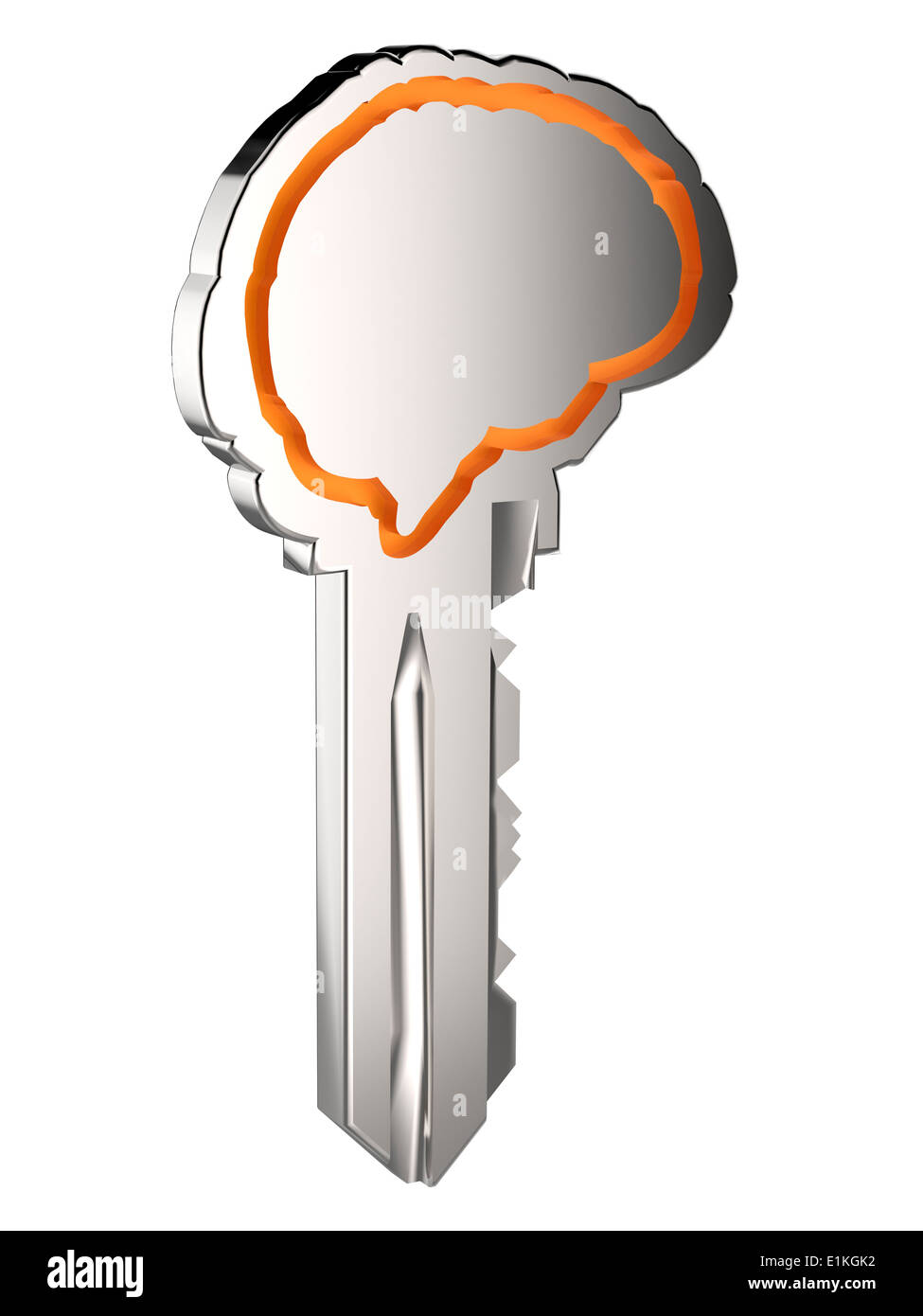 Key with brain shape computer artwork Stock Photo - Alamy
