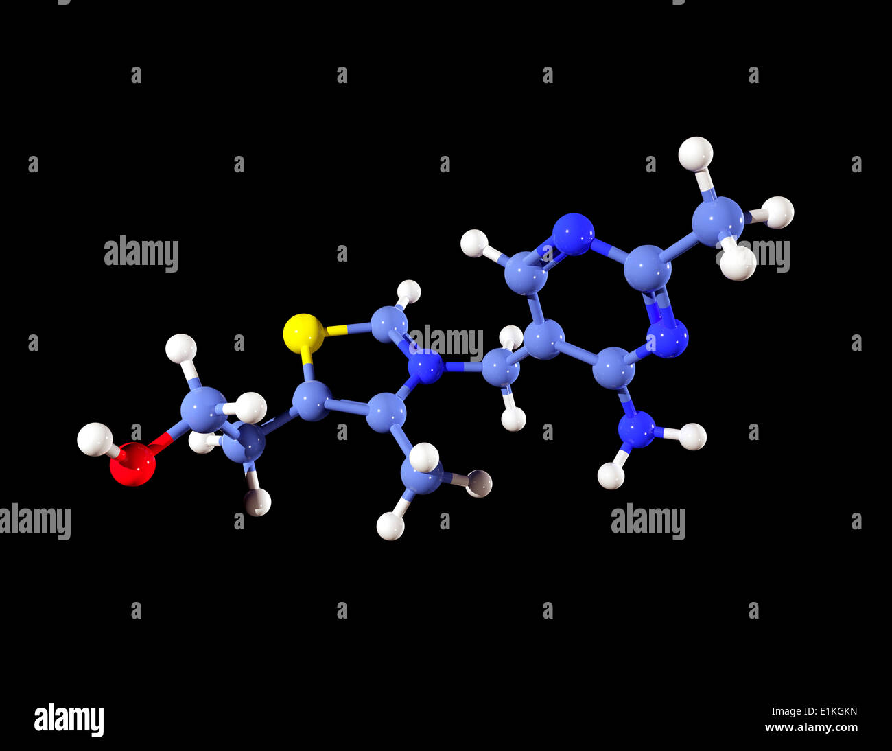 Vitamin B1 molecule Computer model showing the structure of a molecule ...