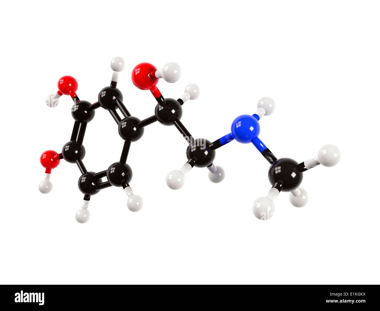 Adrenaline hormone molecule Computer artwork showing the molecular ...