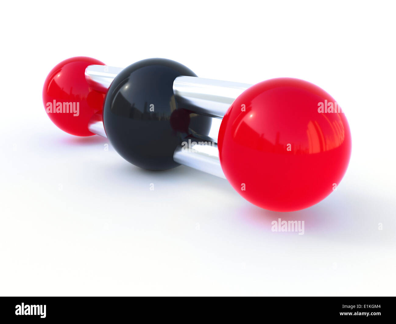 Carbon dioxide molecule Computer artwork showing the structure of a ...