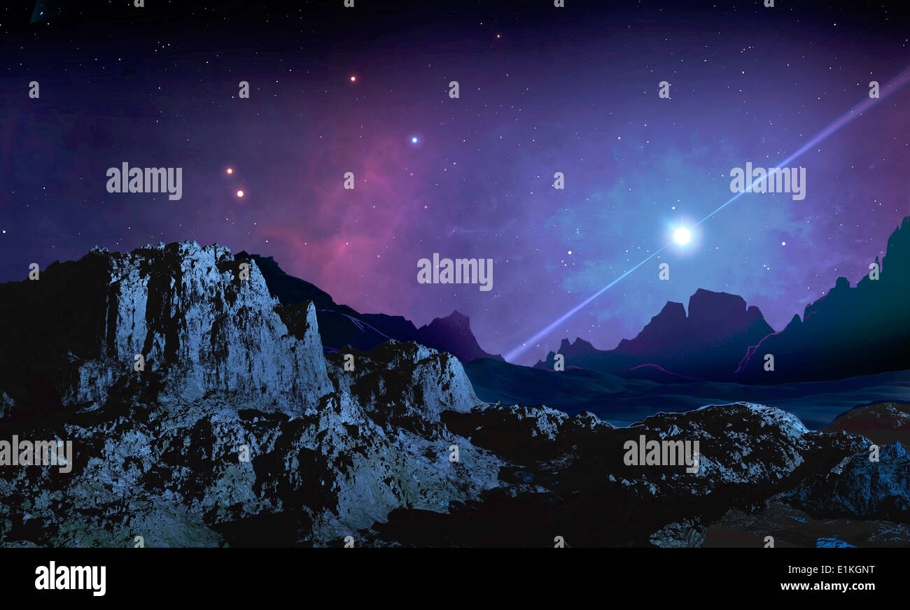 Artwork of a planet orbiting a pulsar Pulsars are very rapidly spinning ...