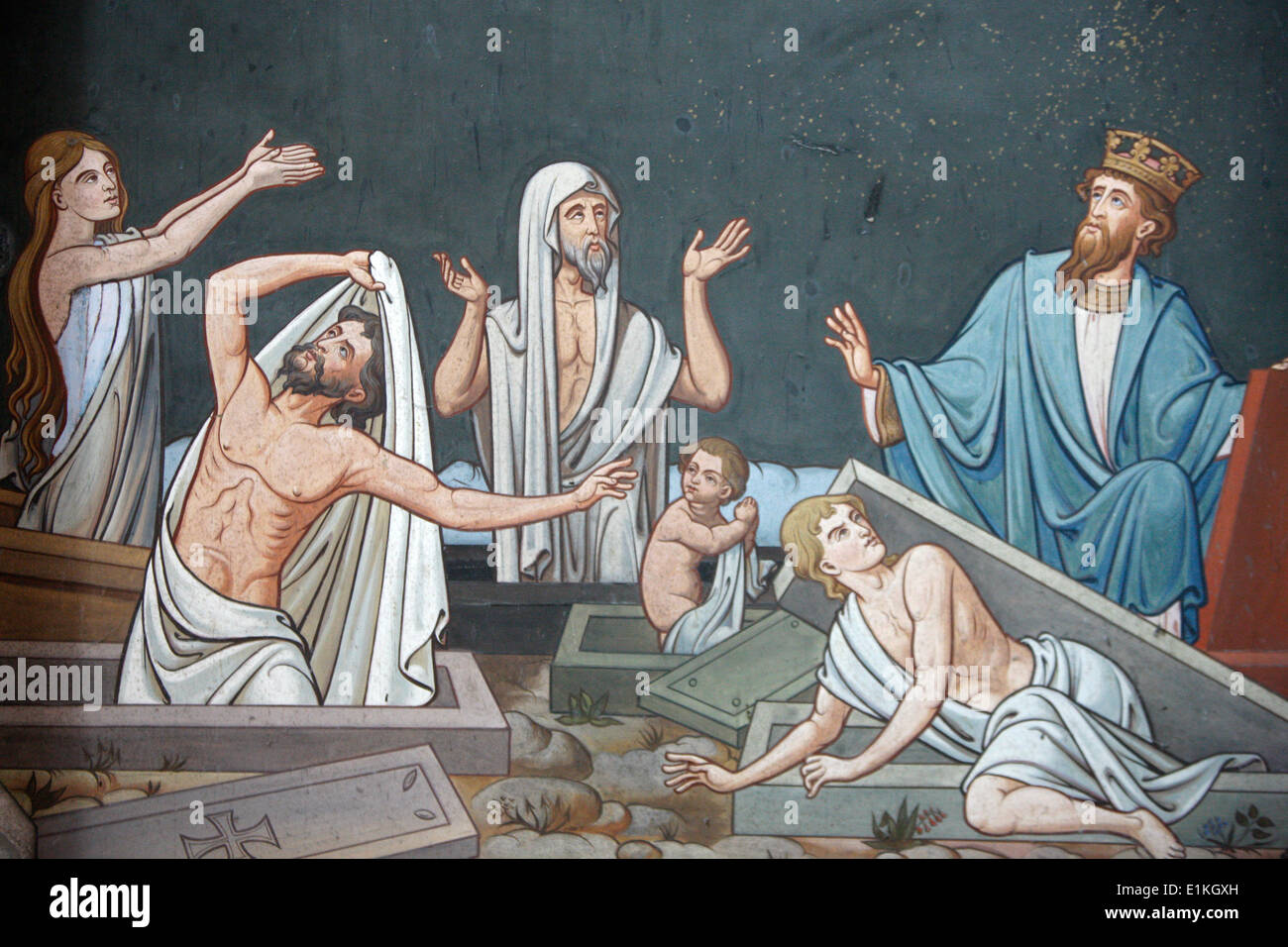 Fresco depicting the Resurrection in Notre Dame de Bayeux cathedral ...
