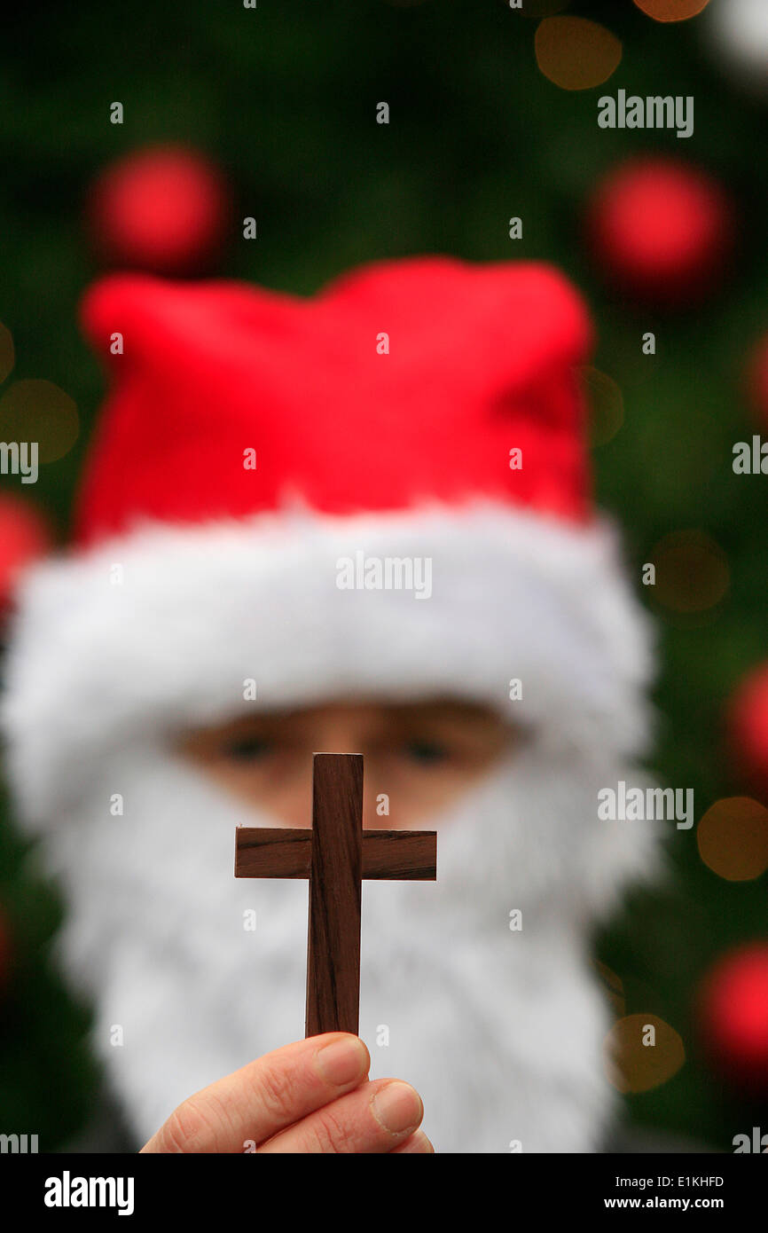 Santa Claus meets Jesus Stock Photo - Alamy
