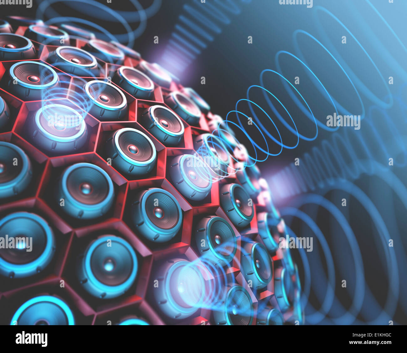 Artwork of music speakers in a sphere shape Stock Photo - Alamy