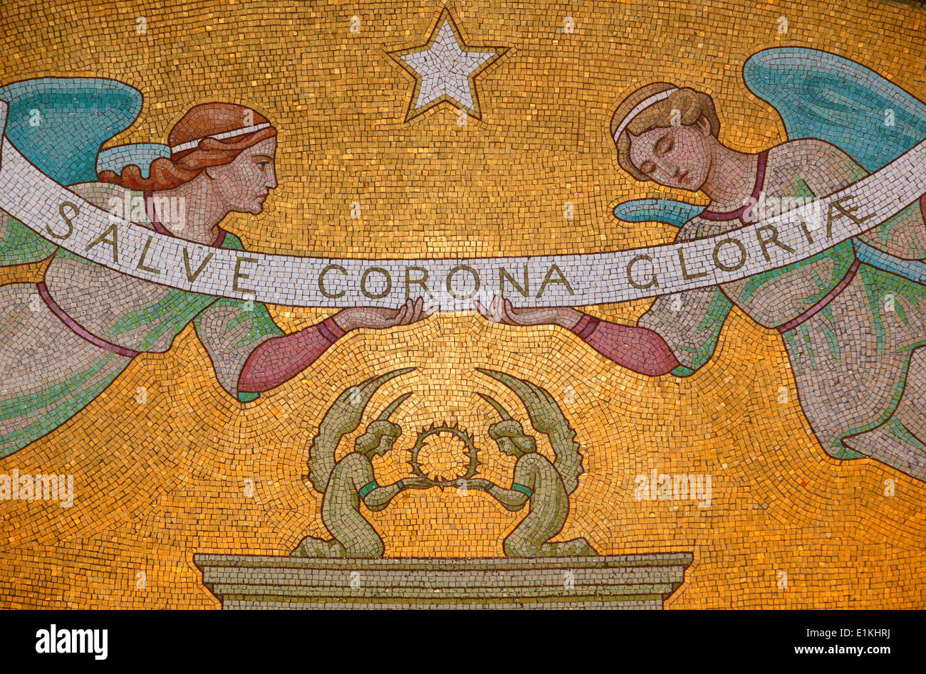 Angels saving the crown. Basilica of Our Lady of the Rosary Stock Photo ...