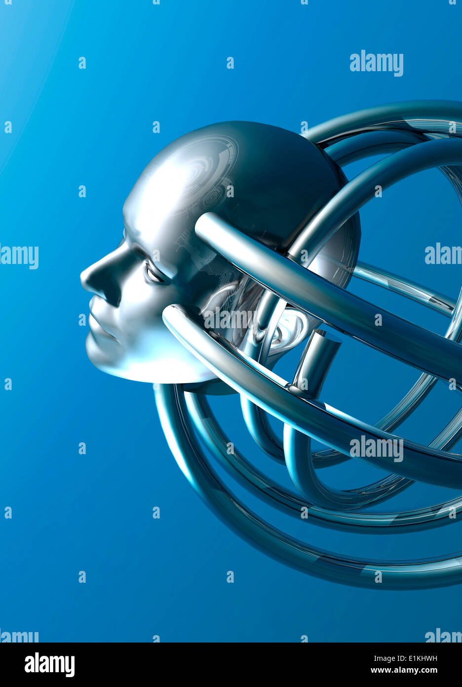 Artwork of a futuristic cyborg's head Stock Photo - Alamy