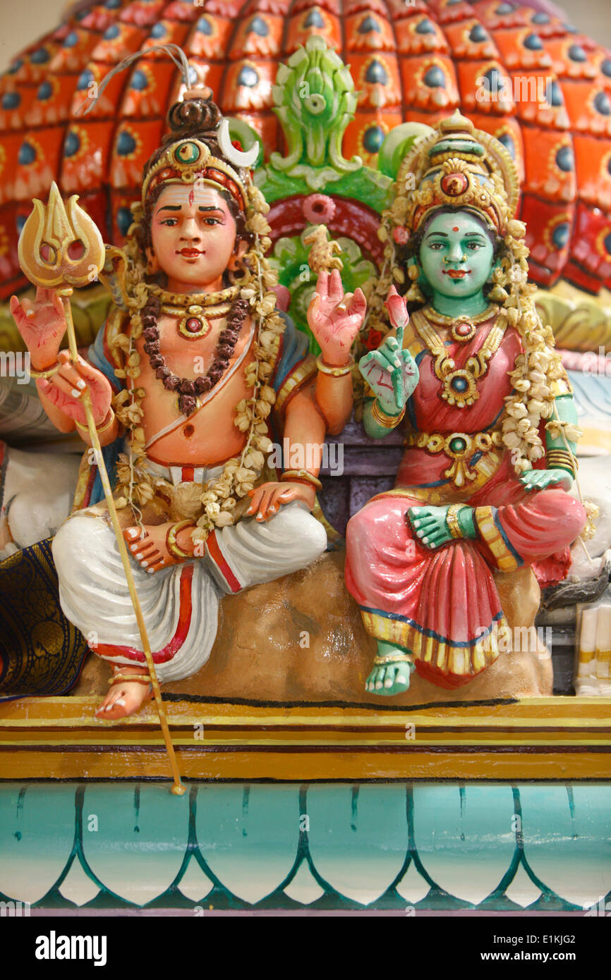 Shiva and Parvati statues in Hindu temple Stock Photo - Alamy