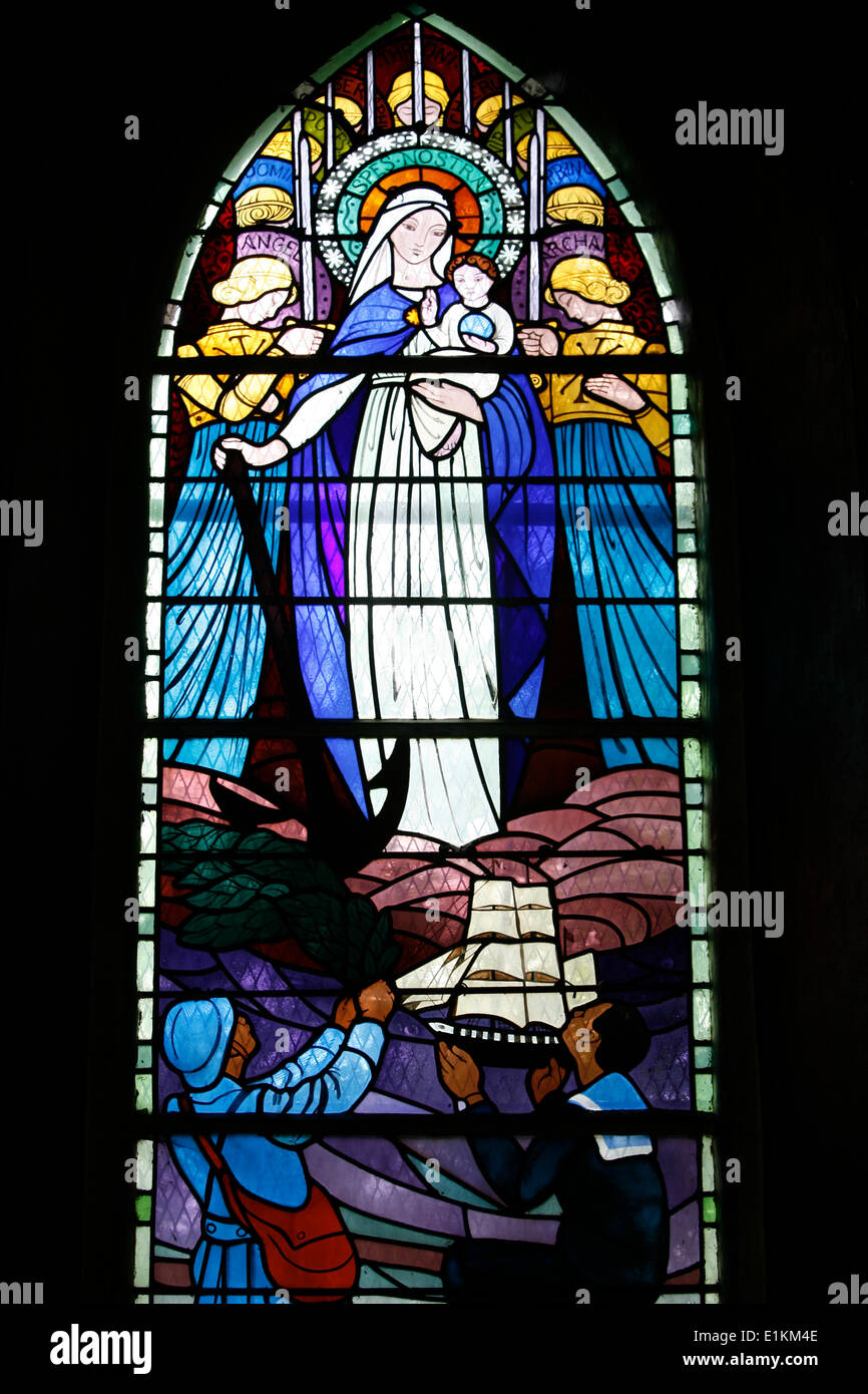 Mont-Dol chapel stained glass: World War I veterans praying Stock Photo ...