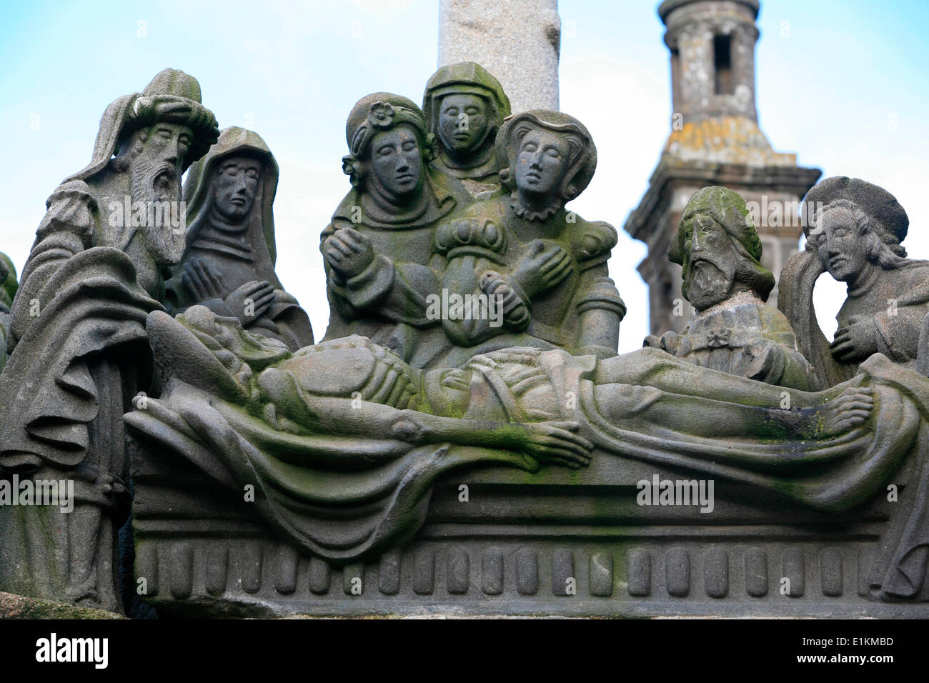 Guimiliau calvary. Life of Jesus. Entombment Stock Photo - Alamy