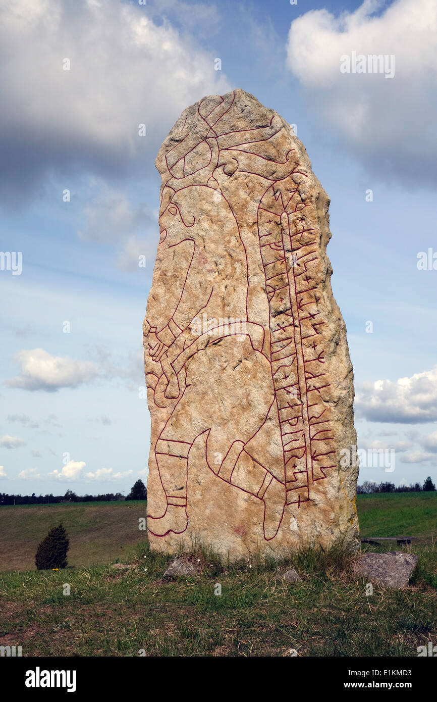 Runestone from pre-christian age in Källby village. Lidköping, Sweden ...