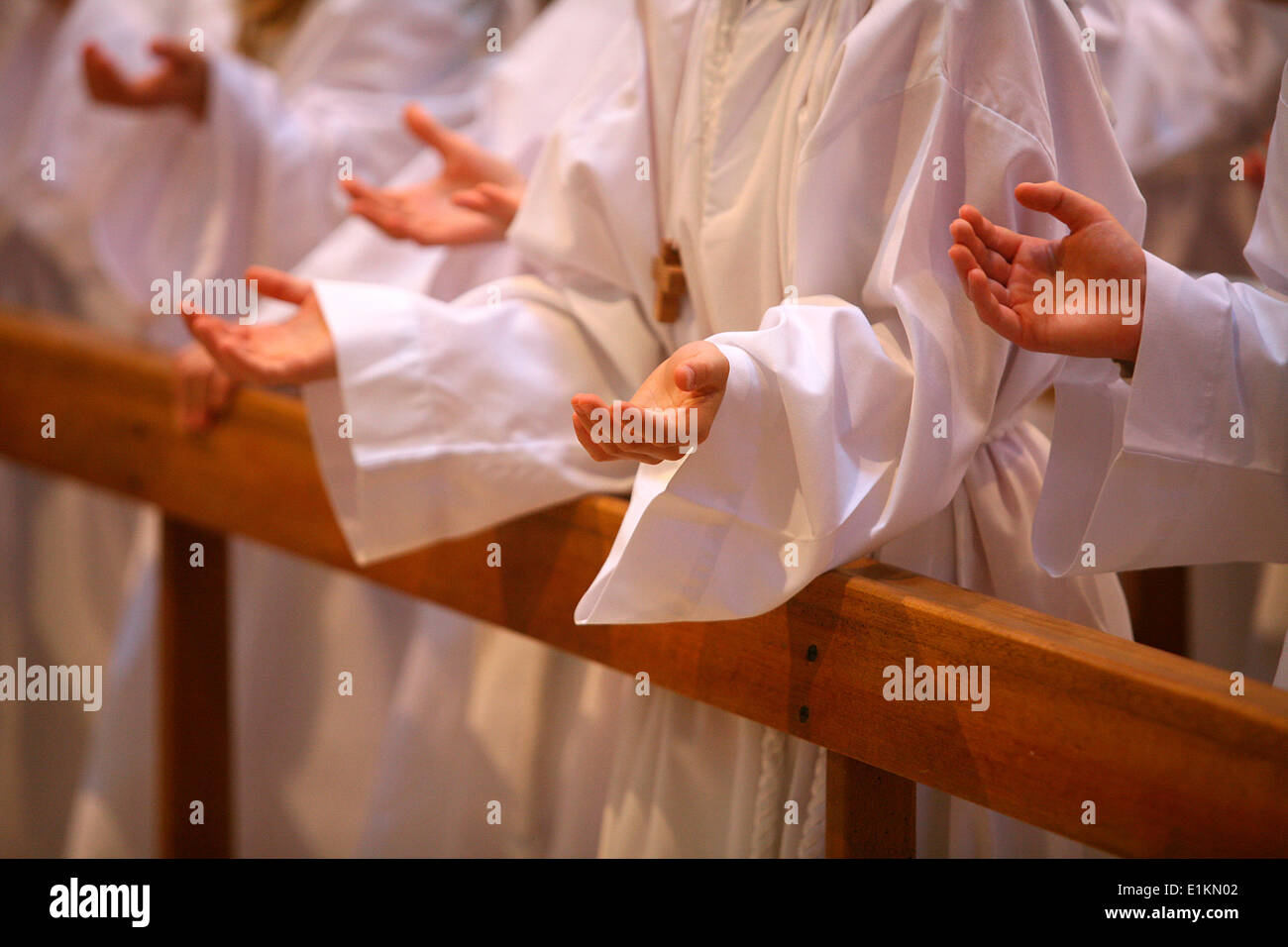 Prayer during profession of faith Stock Photo - Alamy