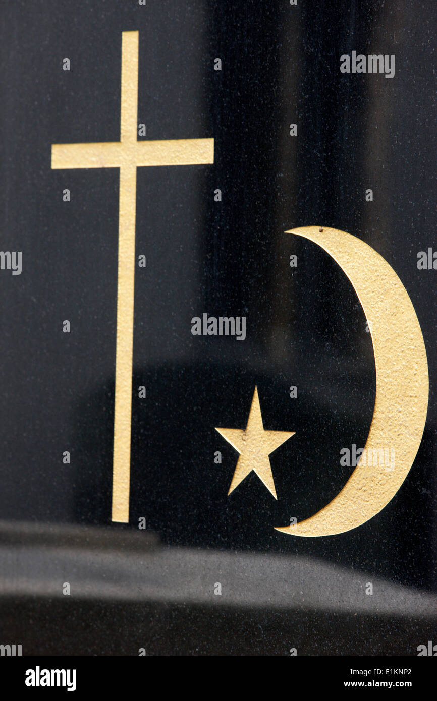 Christian and muslim symbols Stock Photo - Alamy