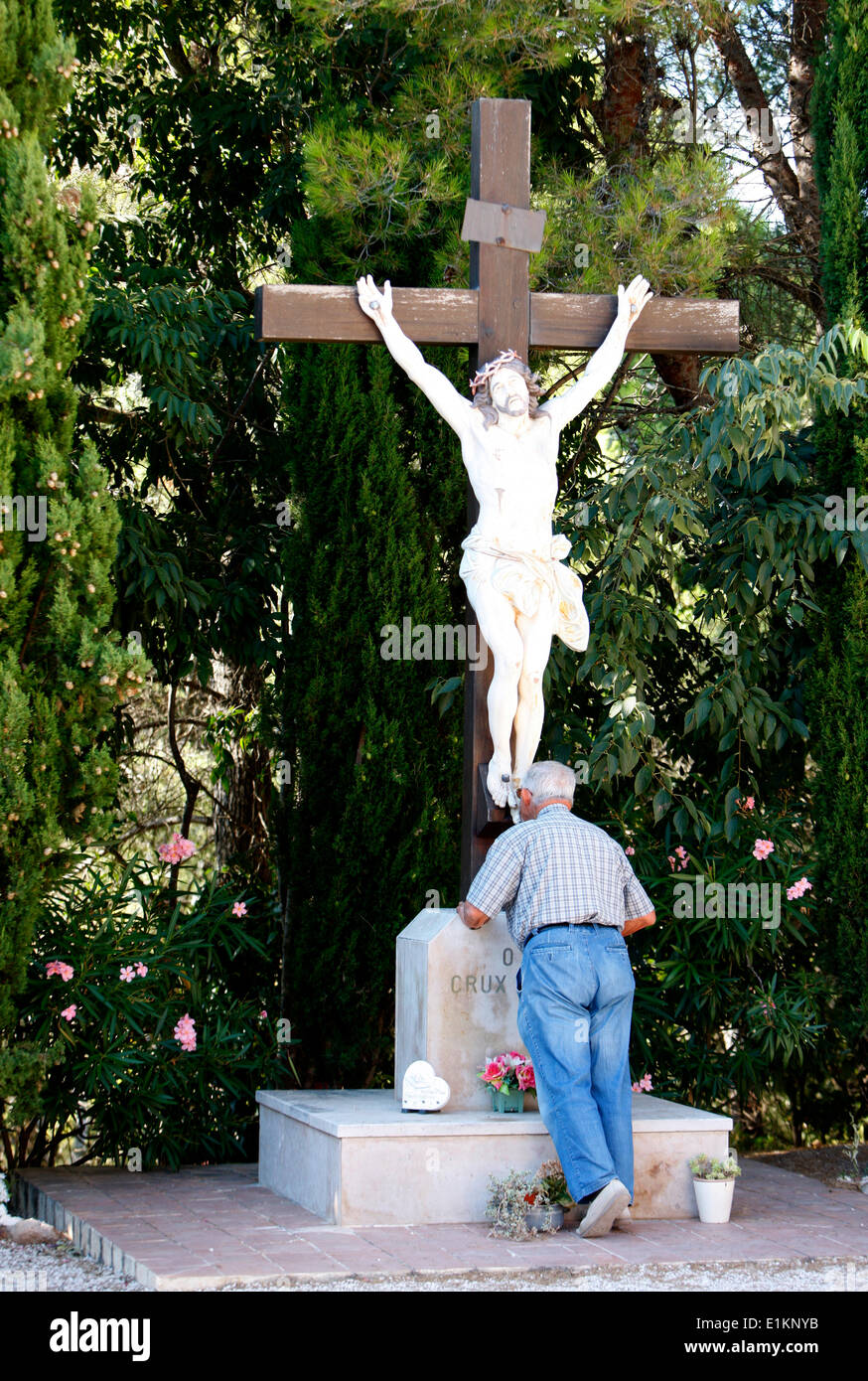 Christ on the Cross statue outside Notre-Dame de Consolation church ...