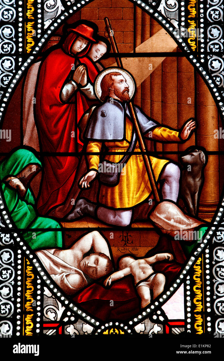 Stained glass depicting Saint Roch patron saint of pilgrims Stock Photo ...