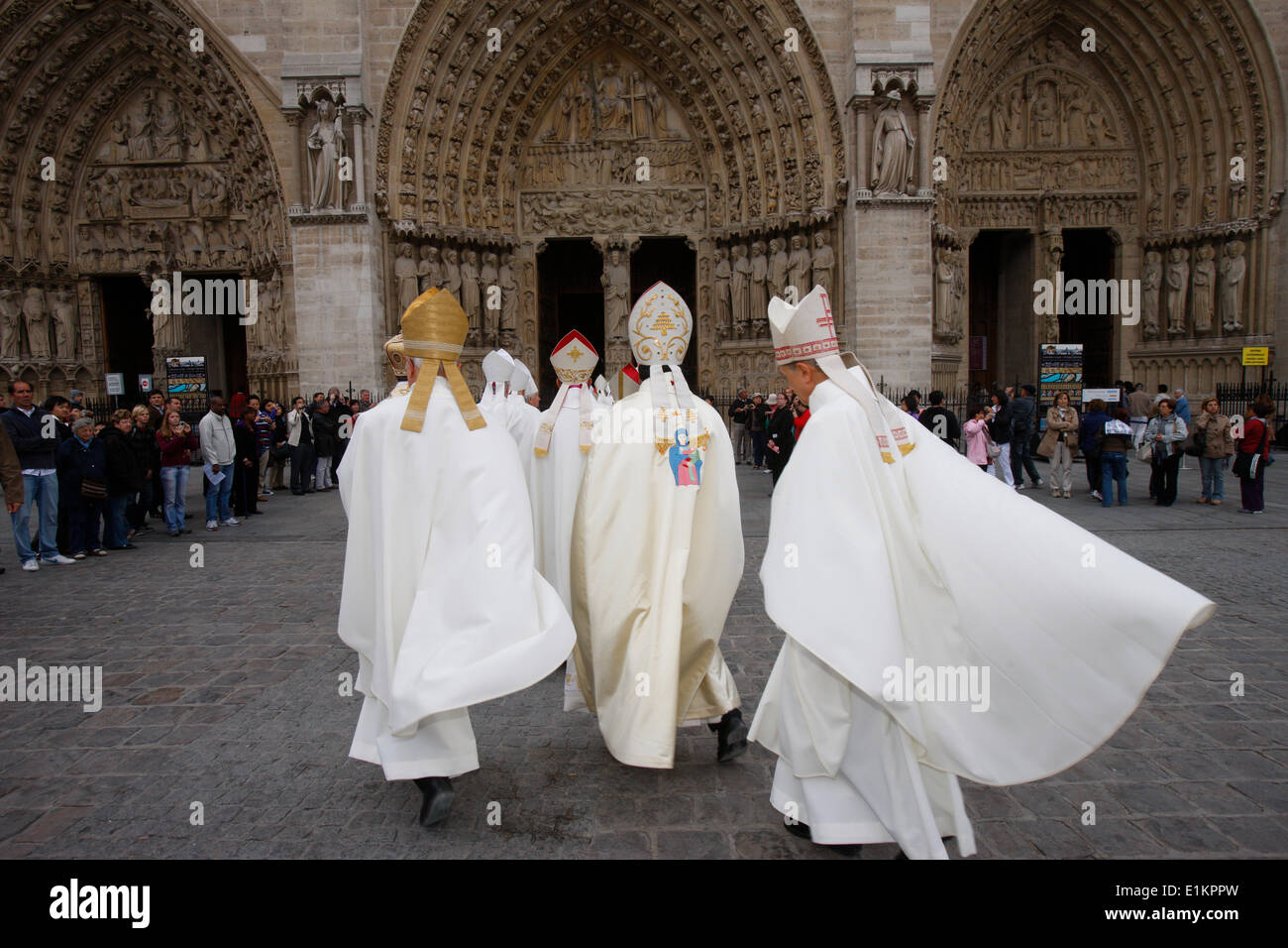 European bishops' procession into Notre Dame de Paris cathedral Stock ...