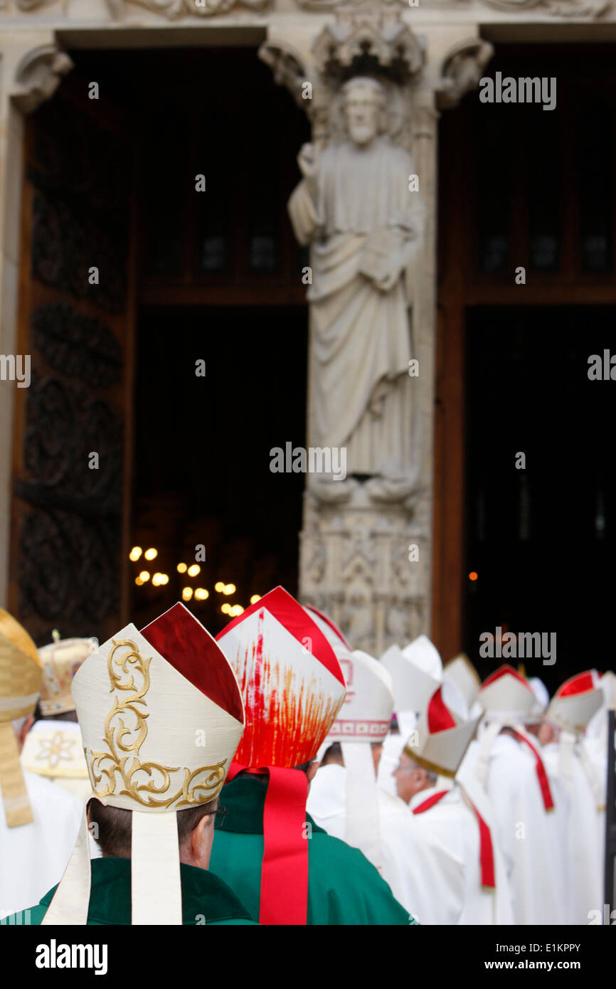 European bishops' procession into Notre Dame de Paris cathedral Stock ...