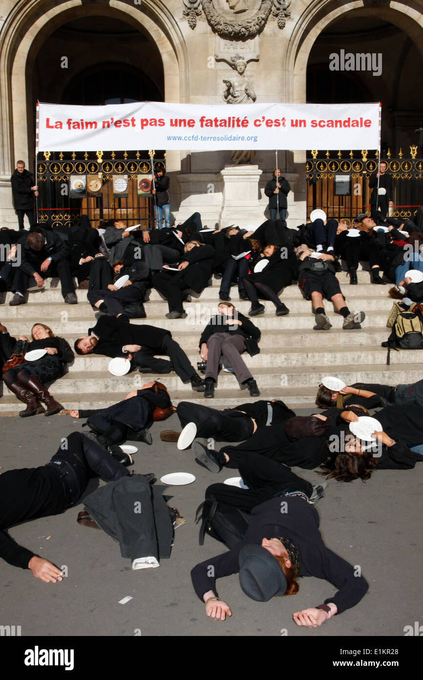 Demonstration against hunger in the world with the french ngo CCFD ...