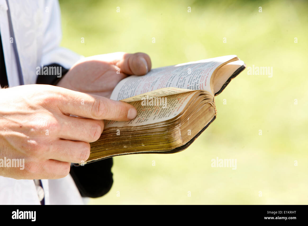 Traditionalist catholic pilgrimage Priest's bible Stock Photo - Alamy